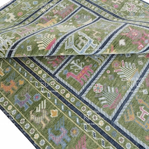 Exquisite Verdant Hand Knotted Indo Shabargan Rug 4x6, 5x8, 6x9, 8x10 ...