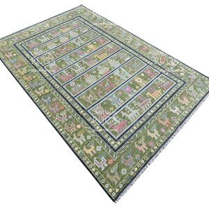 Exquisite Verdant Hand Knotted Indo Shabargan Rug 4x6, 5x8, 6x9, 8x10 ...