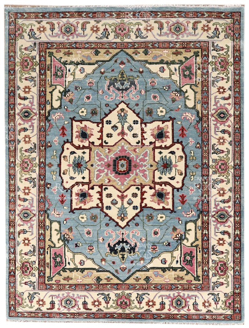 9x12 Ft Quick Ship! Lt Blue - Multicolor Contemporary Oushak Rug Soft ...