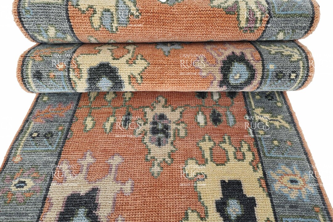 2.6x8 Ft Indo Oushak Runner Rug - Burnt Orange Turkish Inspired ...