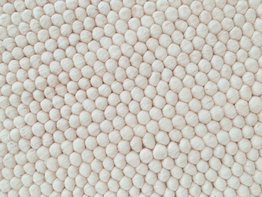 Natural White Soft Felted Wool Rug, Handwoven Chunky Loop Rug Available ...