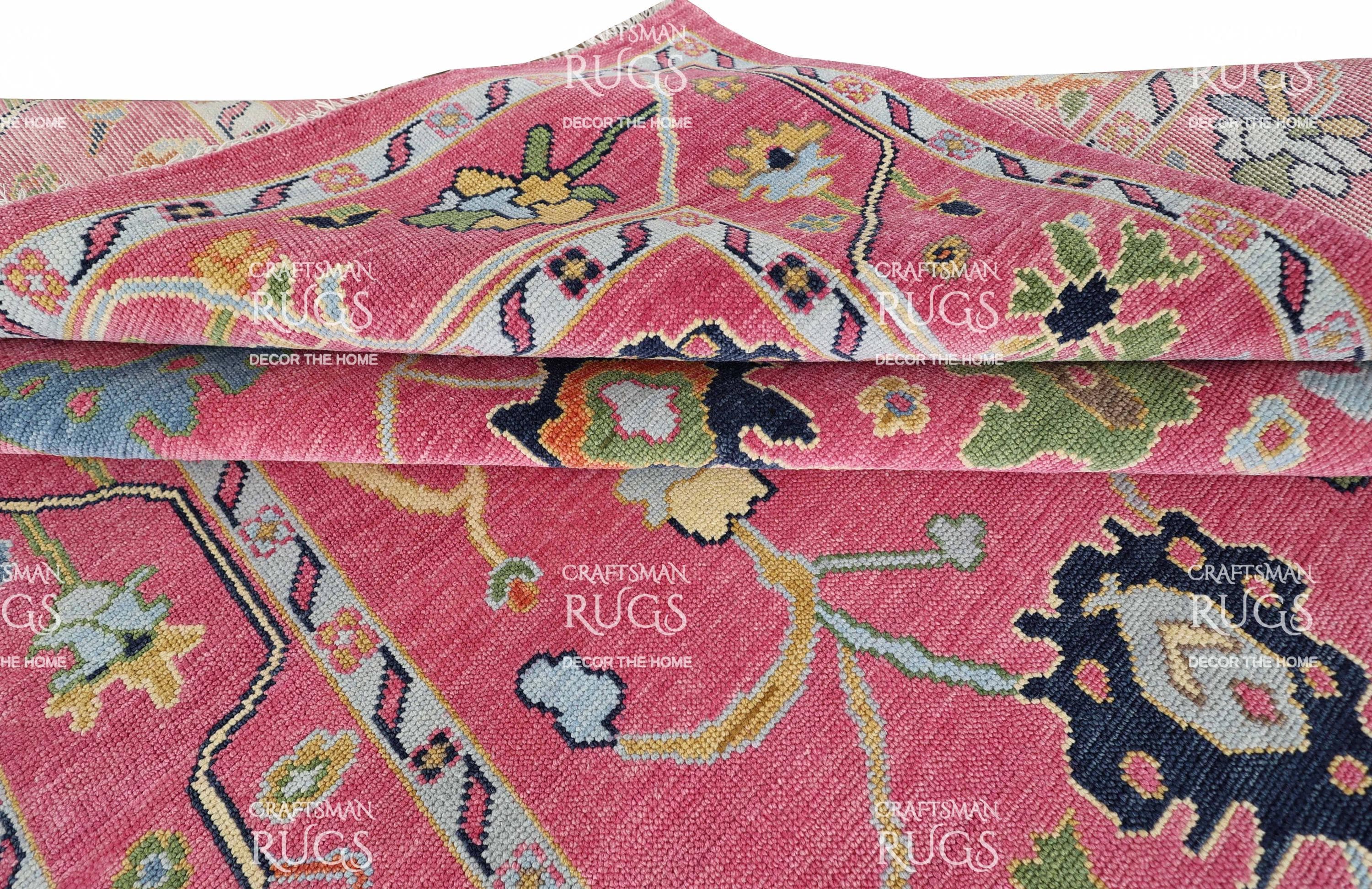Pink - Multicolor Indian Handmade Luxurious Oushak Rug 4x6, 5x8, 6x9 ...