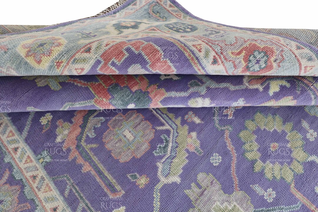 Buy 8x10 Ft Periwinkle Color Oushak Hand Knotted Rug, Handmade Rugs for ...