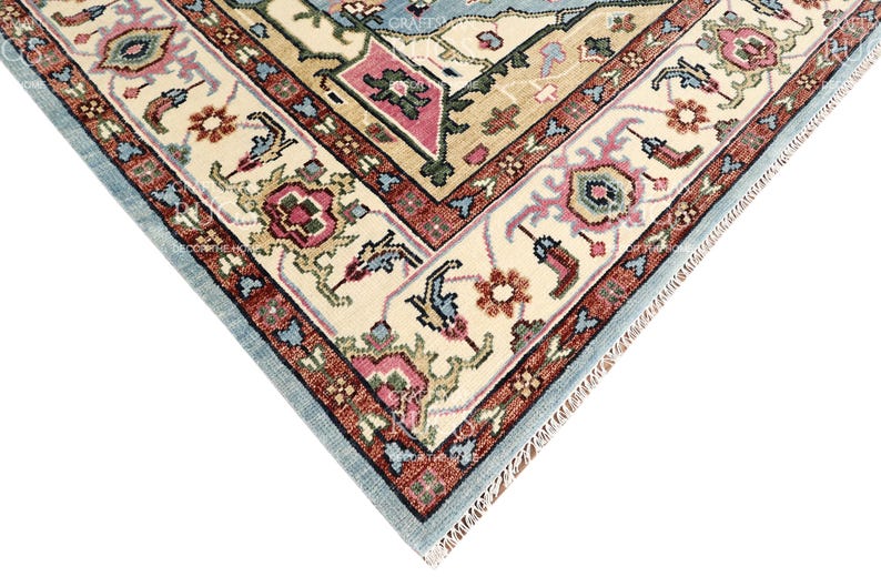 9x12 Ft Quick Ship! Lt Blue - Multicolor Contemporary Oushak Rug Soft ...