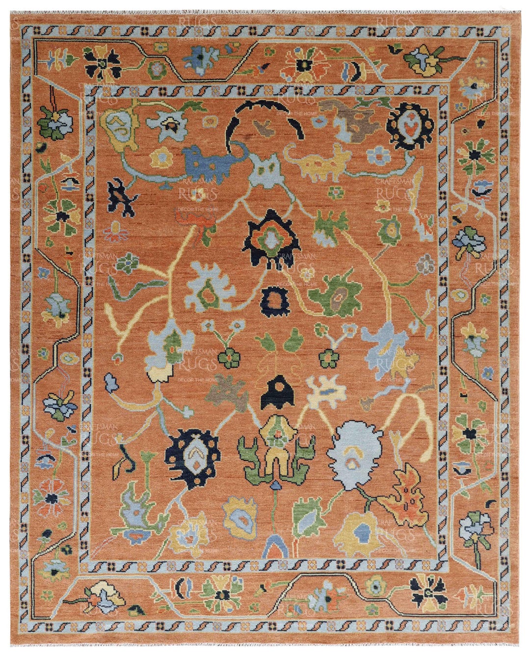 Terracotta Burnt Orange Indian Handmade Oushak Rug 4x6, 5x8, 6x9, 8x10 ...