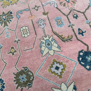 Exquisite Pink Oushak Turkish Hand Knotted Rug 4x6, 5x8, 6x9, 8x10 ...