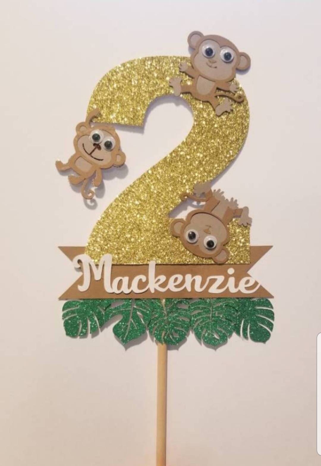 Personalized Monkey Theme Birthday Cake Topper - Birthday Party ...