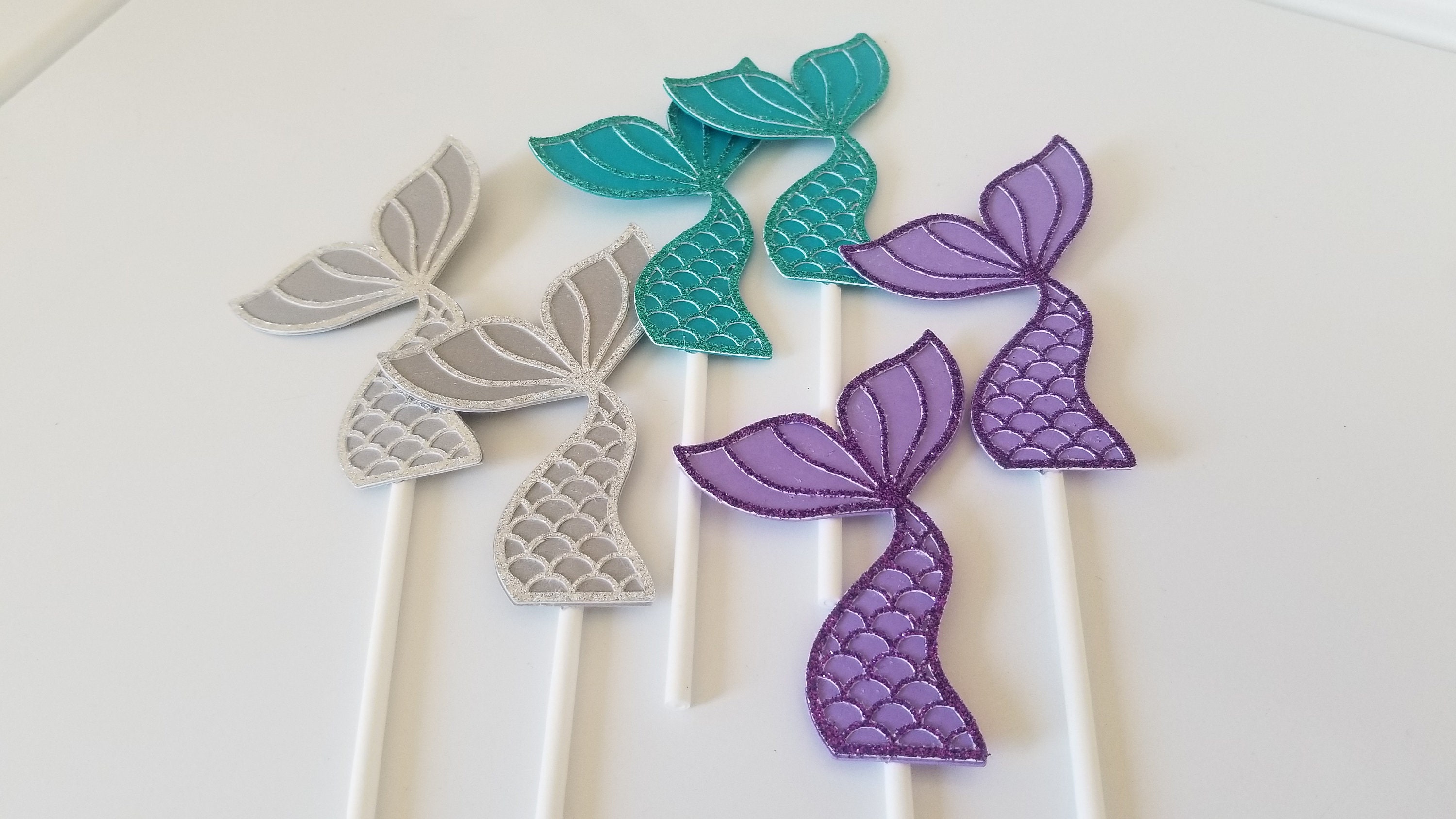 Mermaid Tail Cupcake Toppers Birthday Party Mermaid - Etsy