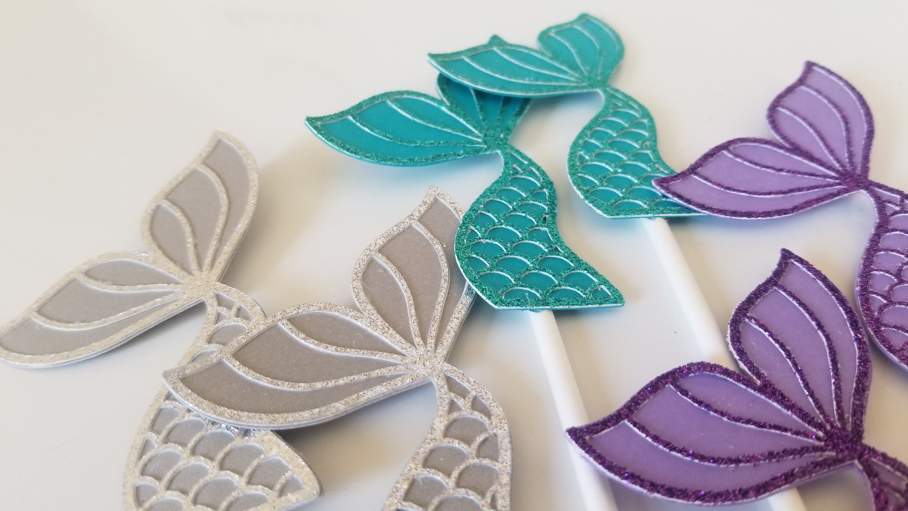 Mermaid Tail Cupcake Toppers Birthday Party Mermaid - Etsy