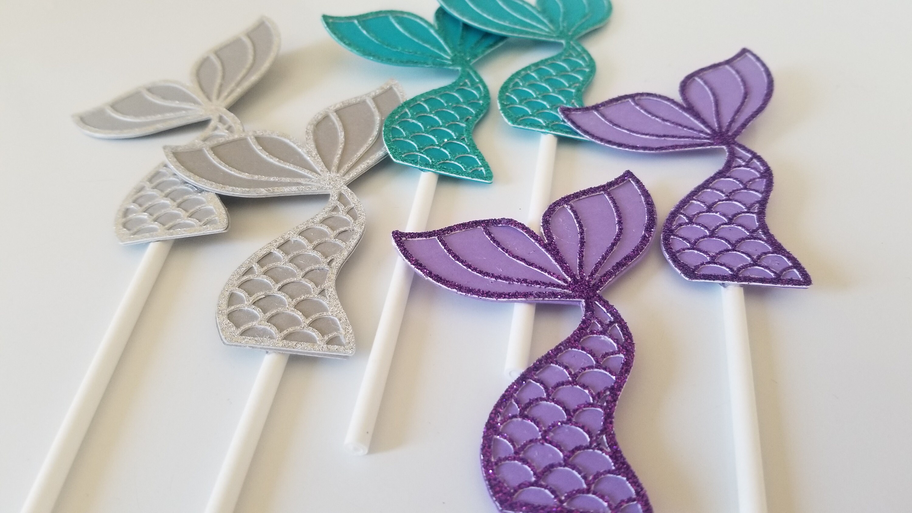 Mermaid Tail Cupcake Toppers Birthday Party Mermaid - Etsy