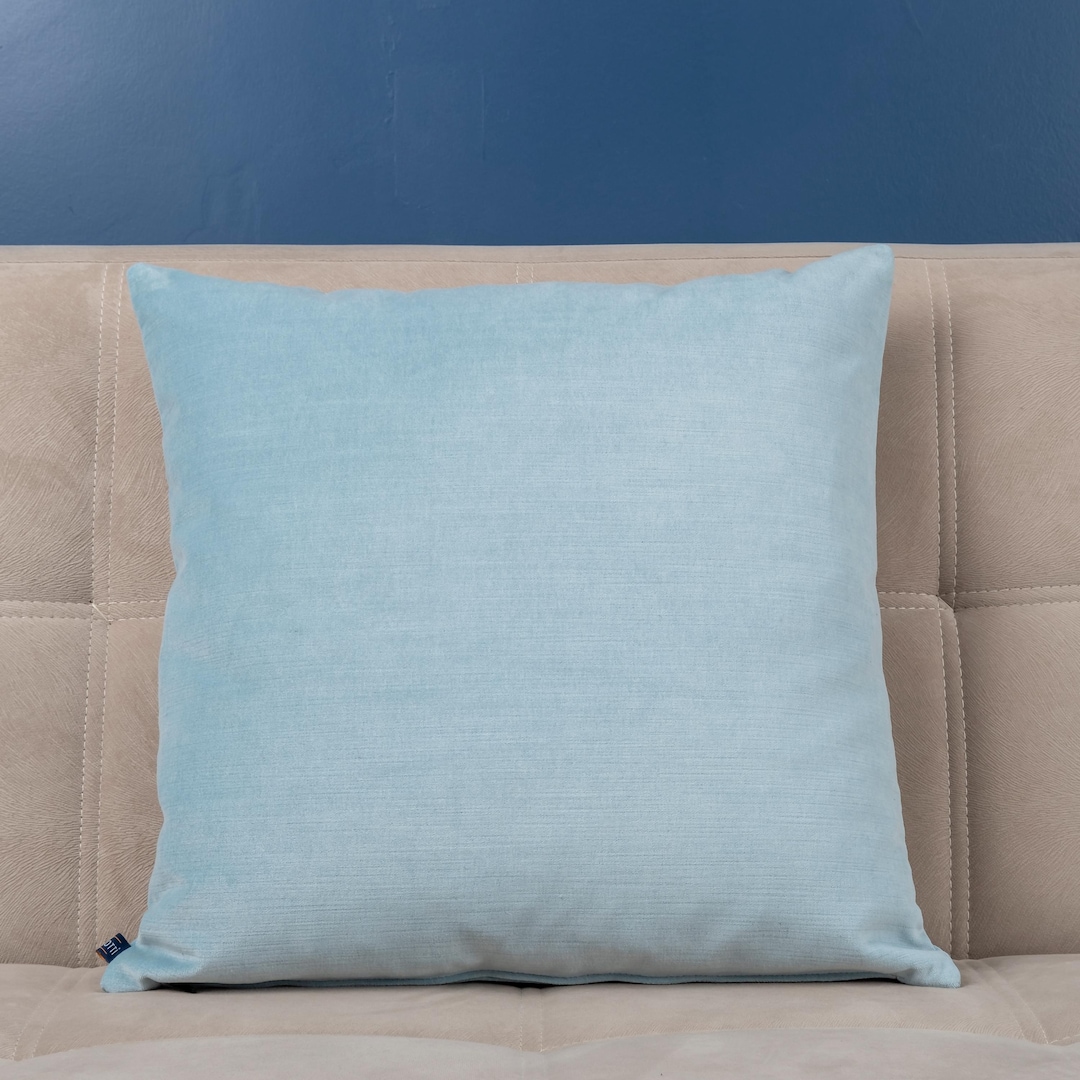 Light Blue Velvet Throw Pillow| Blue Pillow Case| Sky Blue Cushion ...