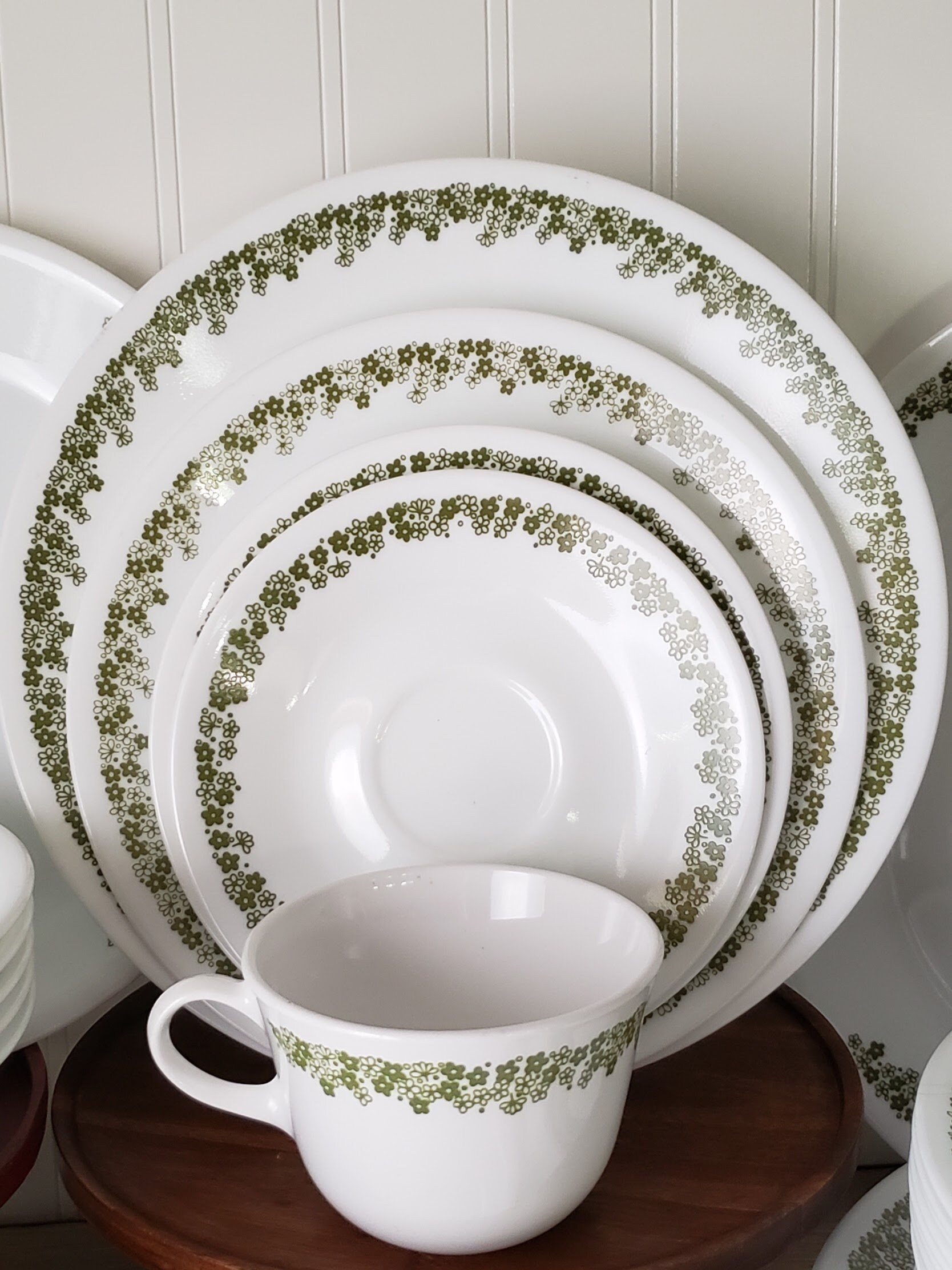 Vintage Corelle Crazy Daisy Dishes, Spring Blossom Dinner, Salad Plates ...