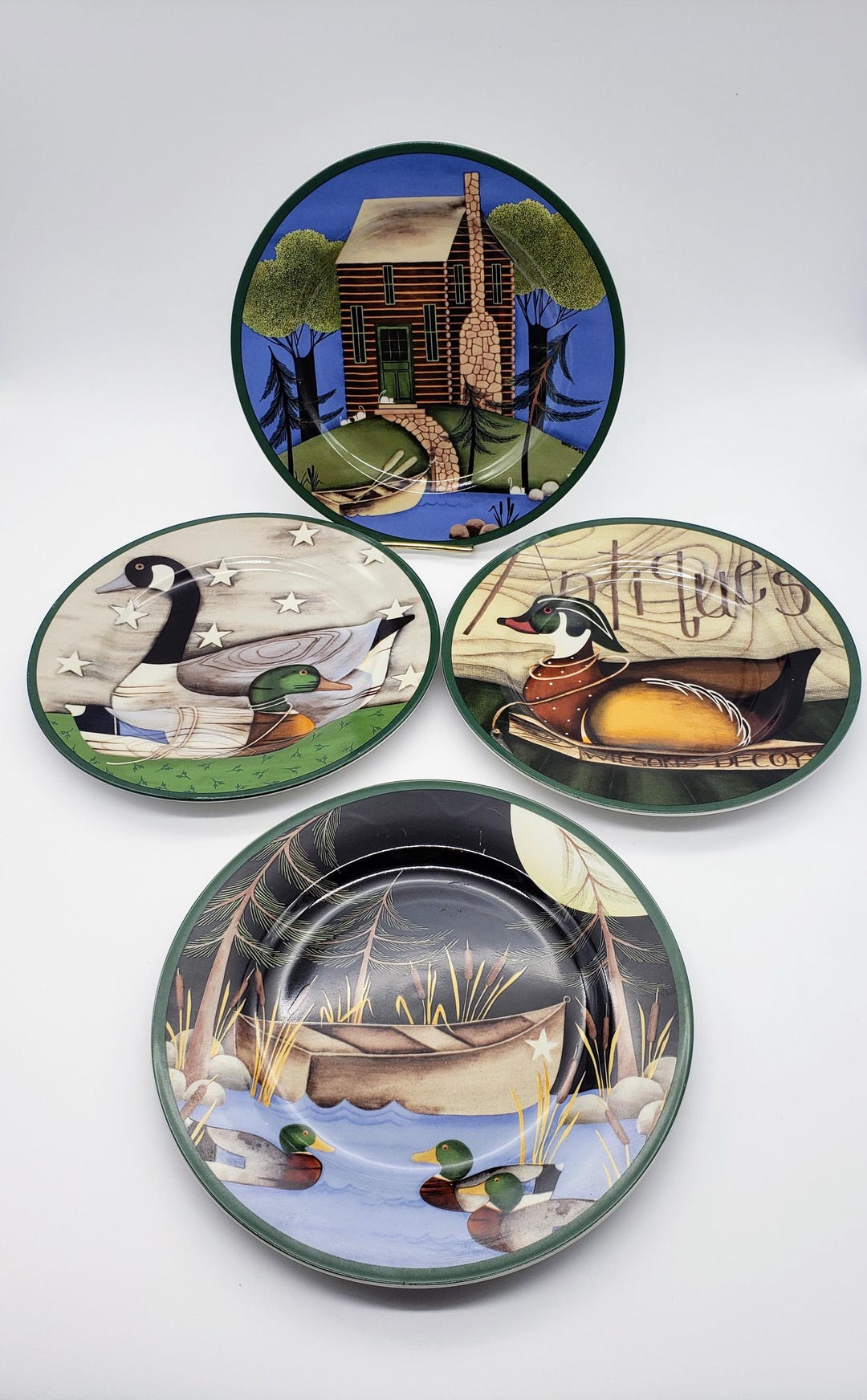 Set of 4 Gibson Wilson & Wilson Folk Art 9" Collector Plates, Cabin ...