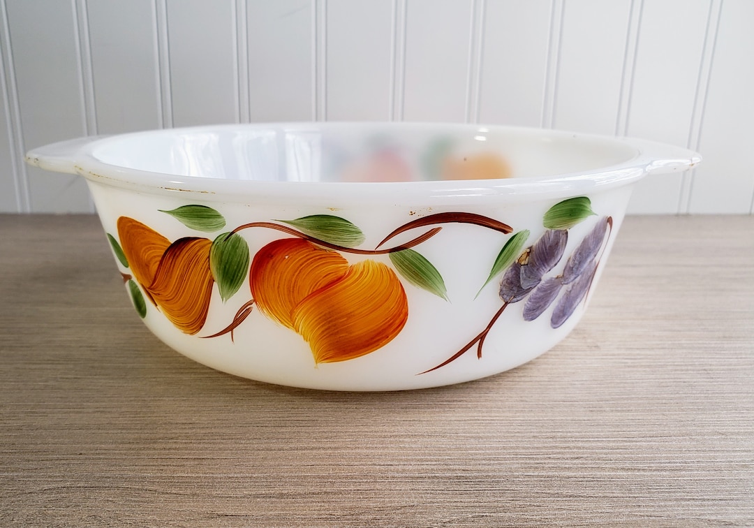 Vintage Fire King Anchor Hocking Gay Fad Fruit Pattern #447 Casserole 1 ...