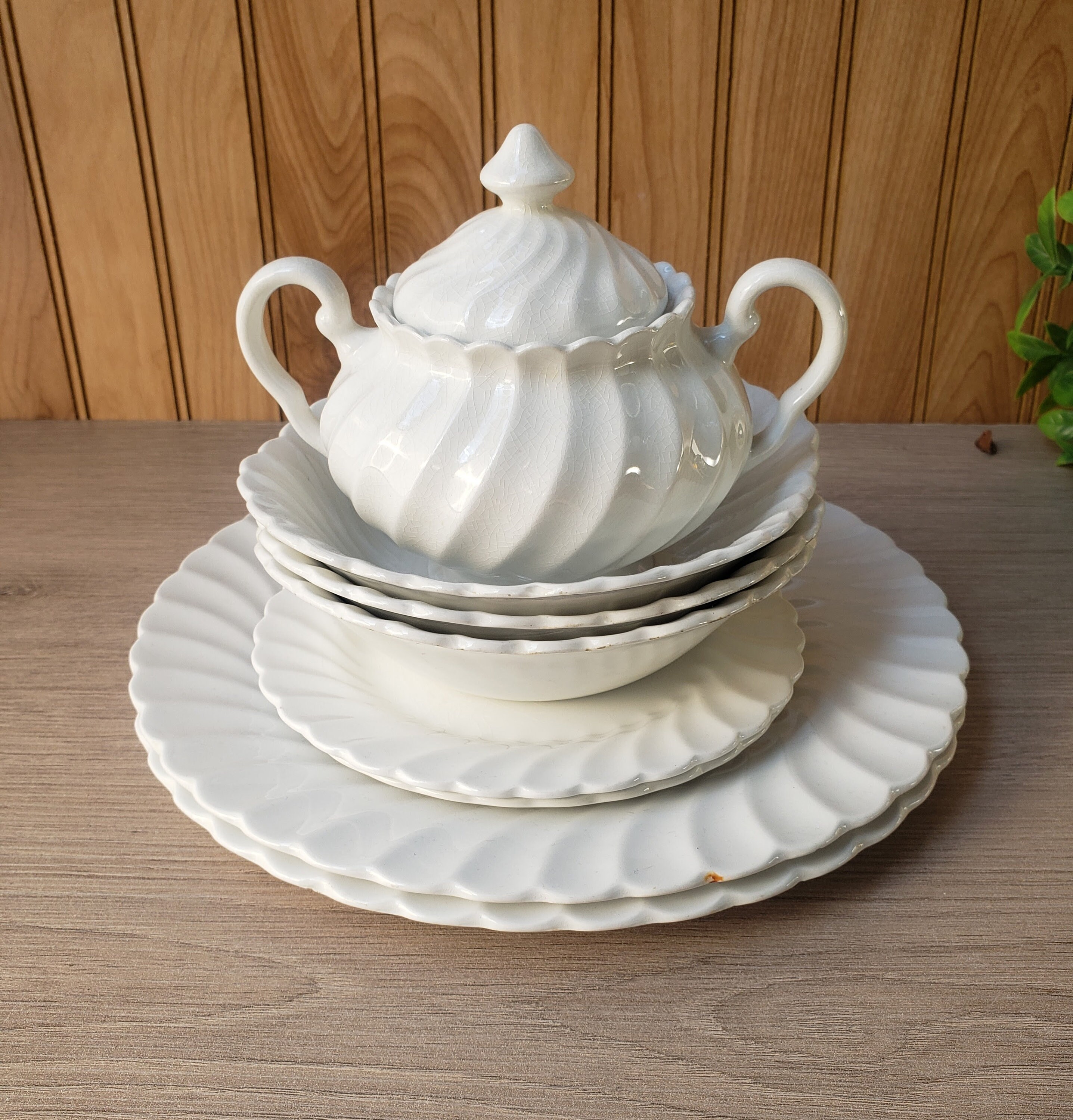 Vintage Johnson Brothers Snowhite Regency White Ironstone Dinner Plates ...