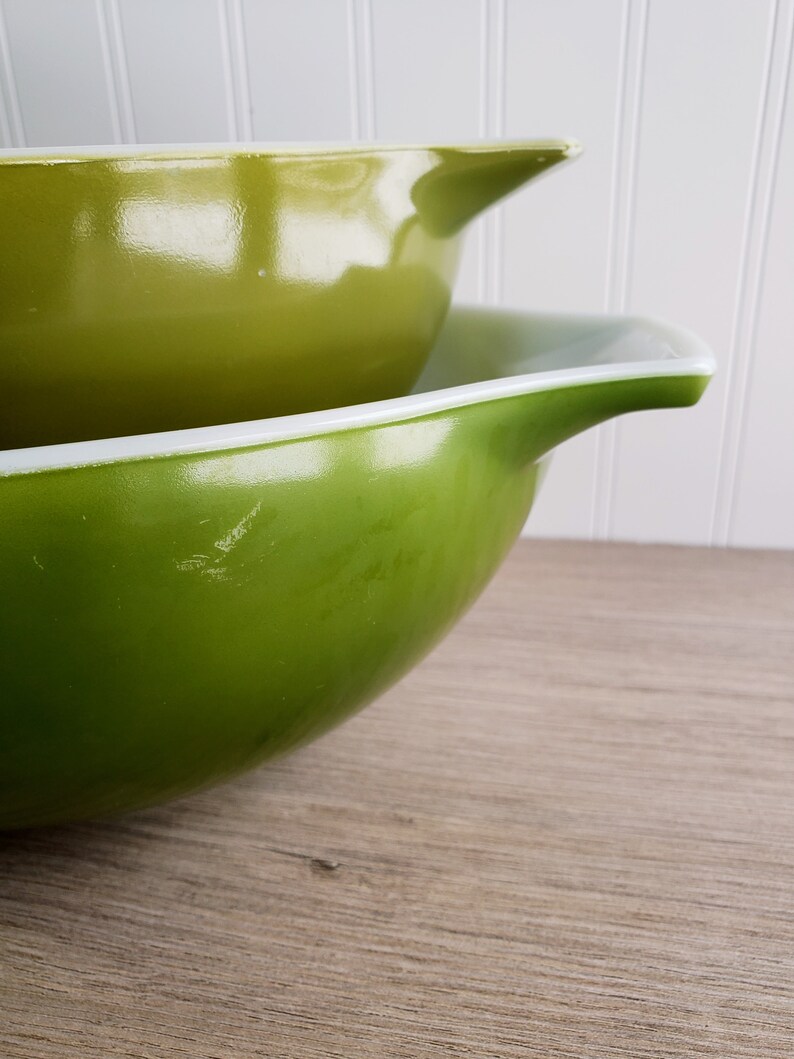 Vintage Pyrex Verde Green Cinderella Nesting Bowls 2 Piece Set - Etsy