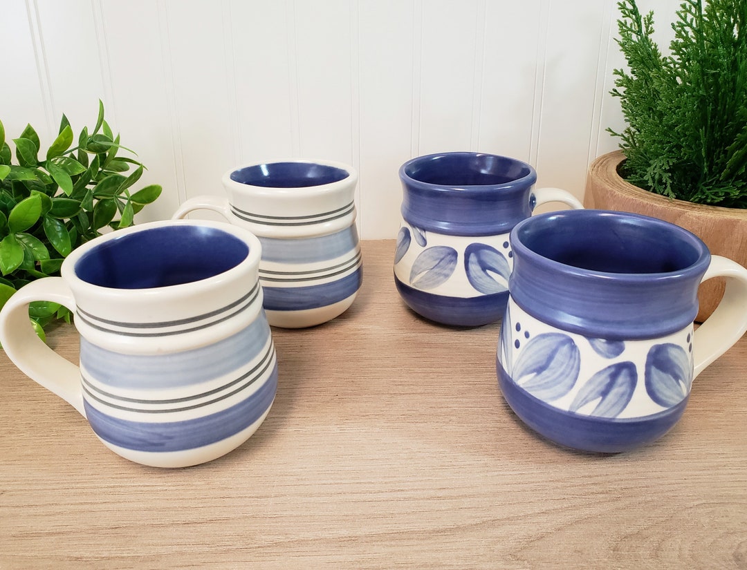 Pfaltzgraff Rio or Villa Flora Pattern Coffee Tea Mugs - Blue and White ...