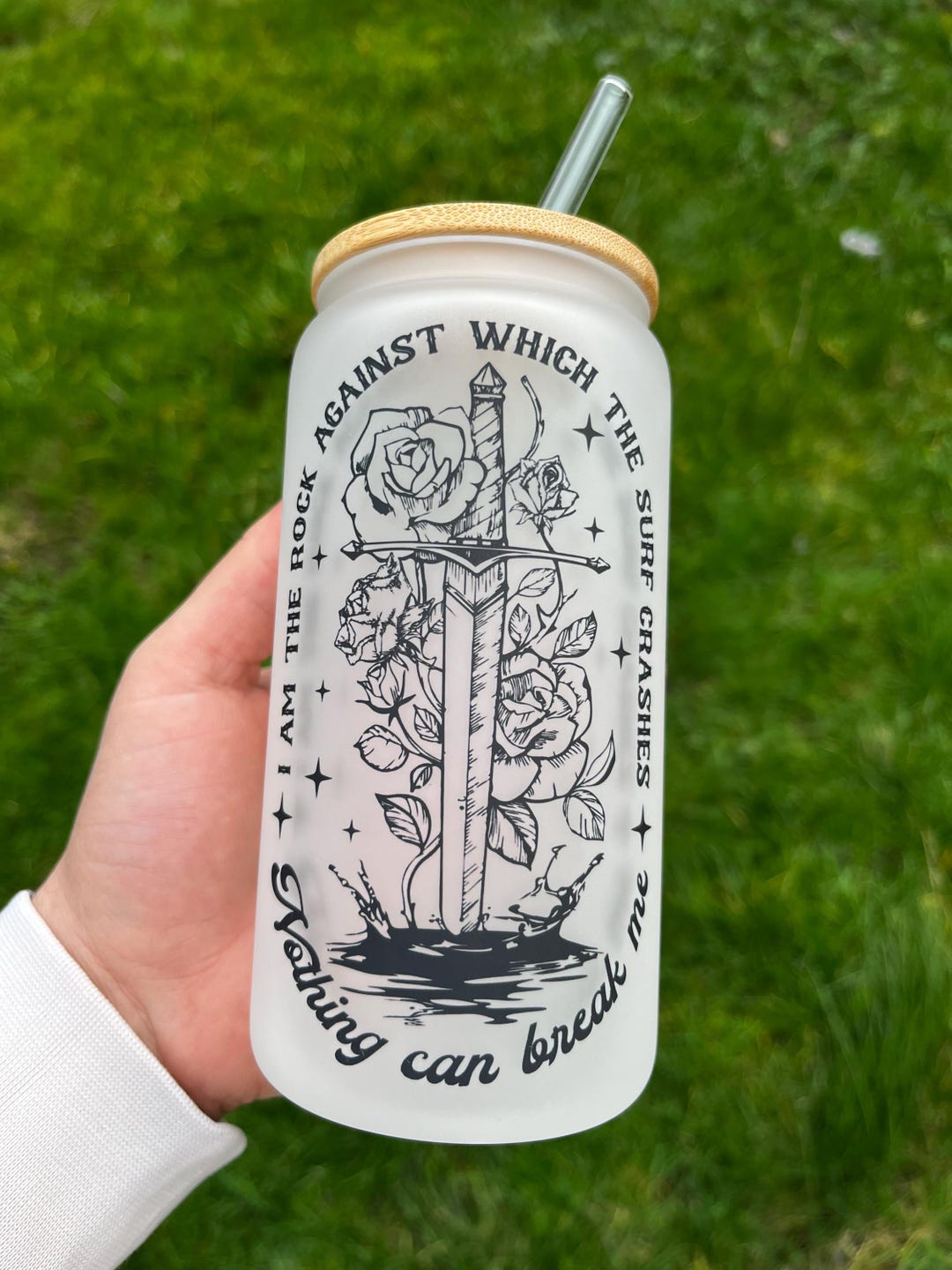 ACOTAR Valkyrie Gwyn Tumbler |glass Cup | Sword Roses Quote Glass Cup ...