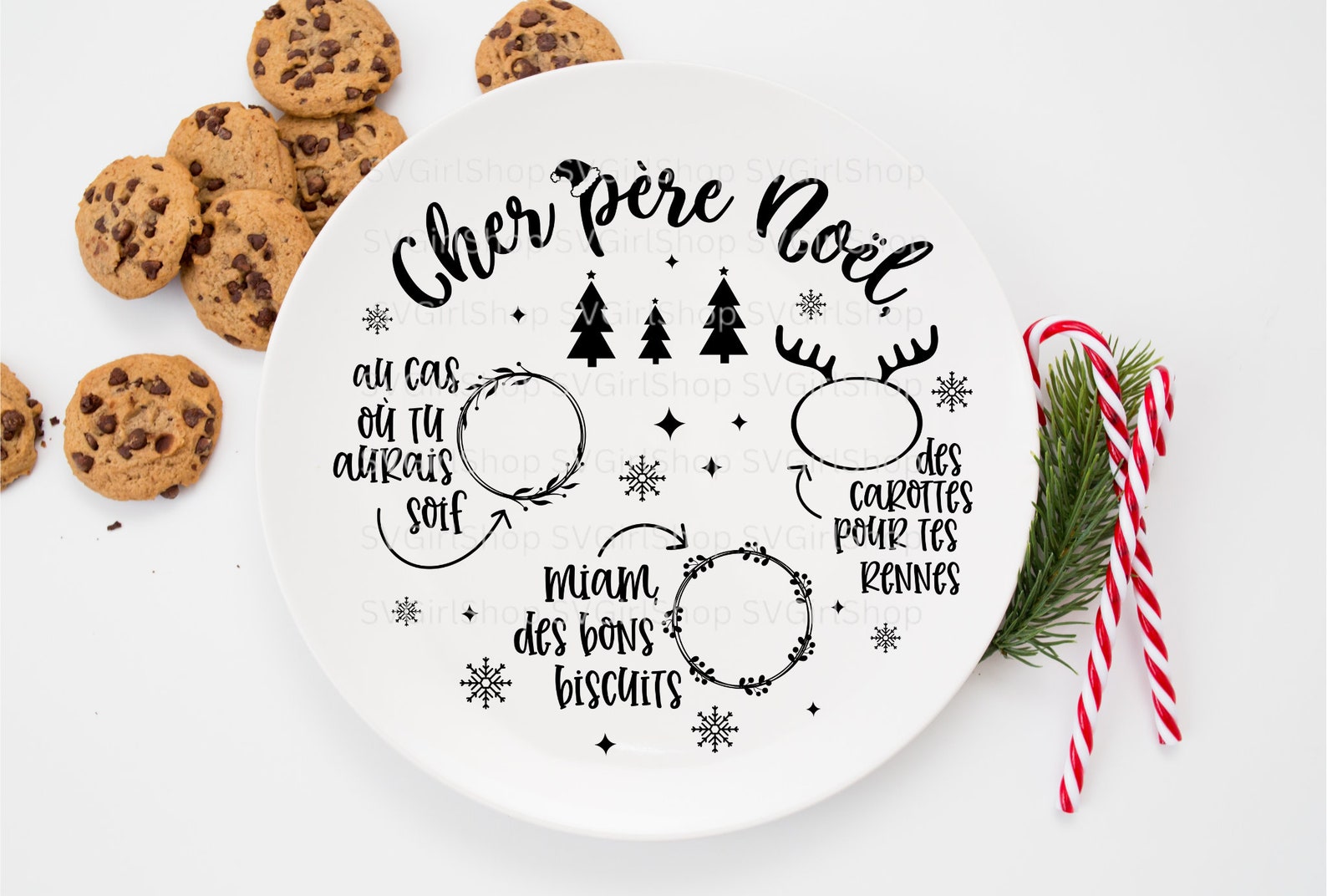 SVG Plateau Du Père Noël En Francais, Svg Santa Tray, Svg Assiette De ...