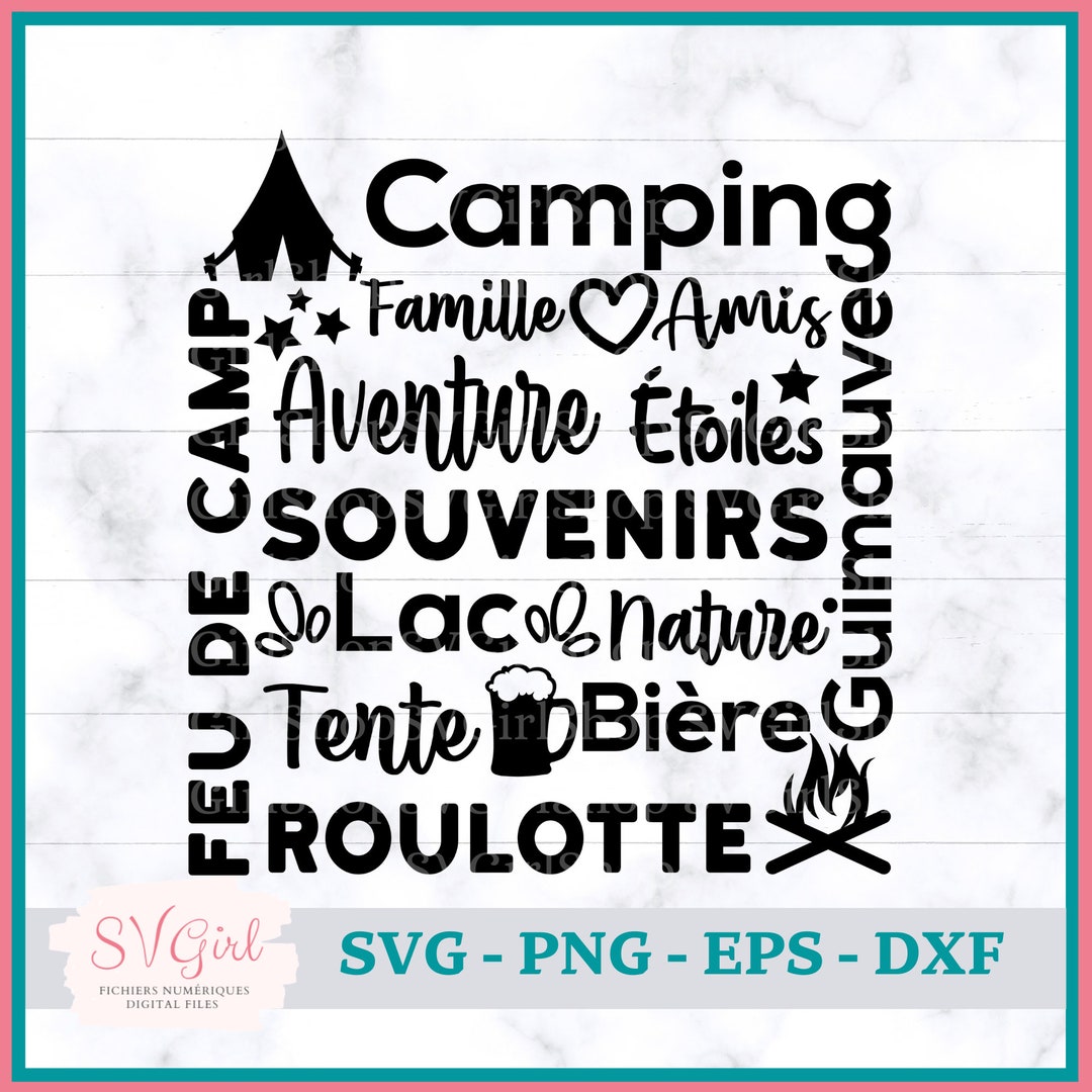 SVG Camping En Francais, French Camping Svg, SVG Roulotte, SVG J'aime ...