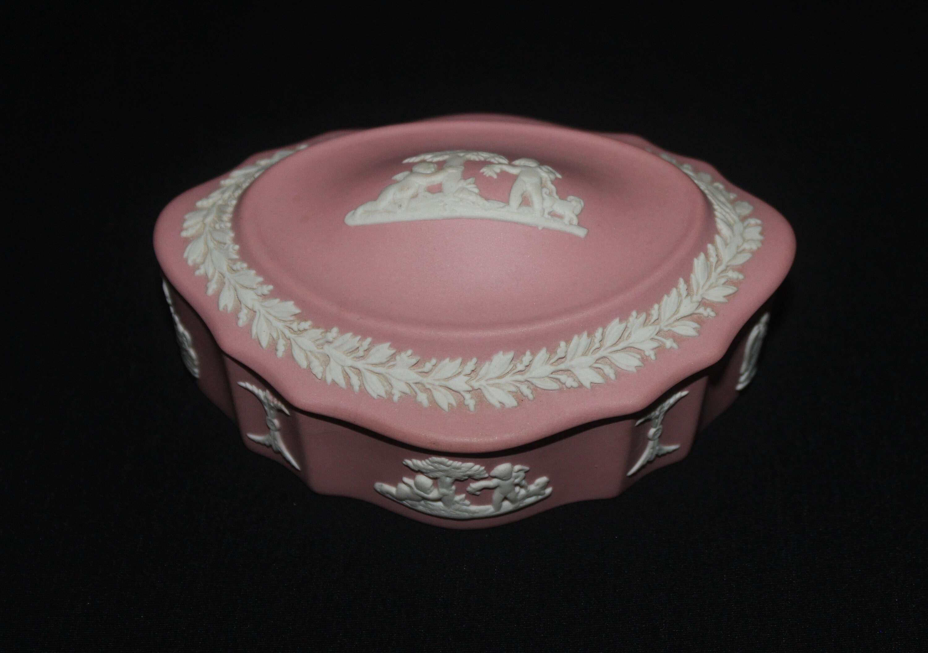 Wedgwood Pink Jasperware Trinket Box Dome Lidded Oval Trinket Dish ...