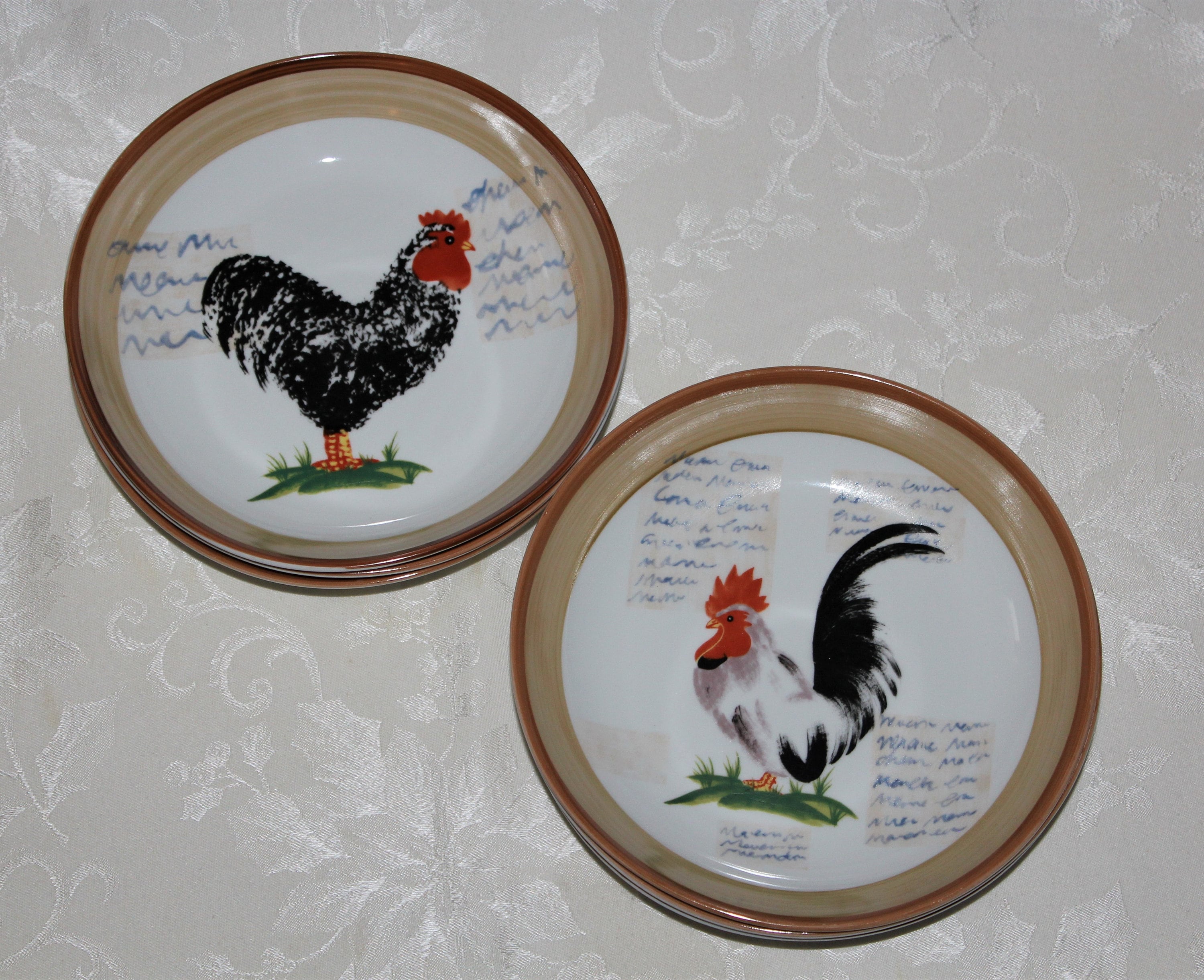 Vintage Rooster Serving Dishes Rooster & Hen Pitchers Platter Serving ...