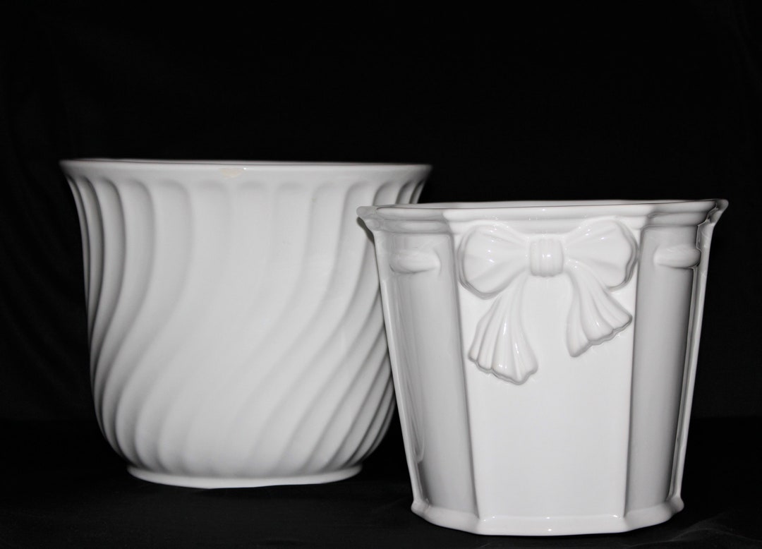 White Planters Gorgeous European Lustrous Planters Bellini Pottery ...
