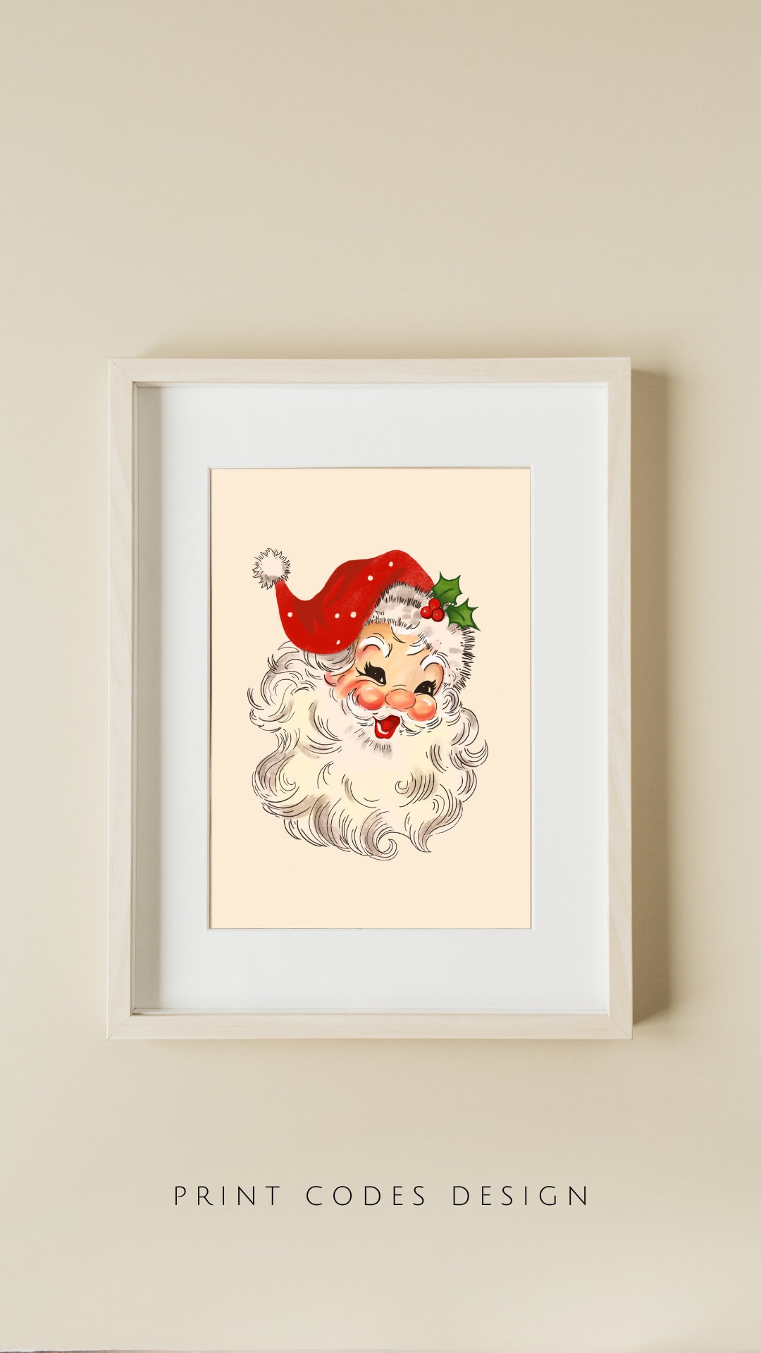 Vintage Santa Wall Art, Printable Santa Art, Christmas Wall Art ...
