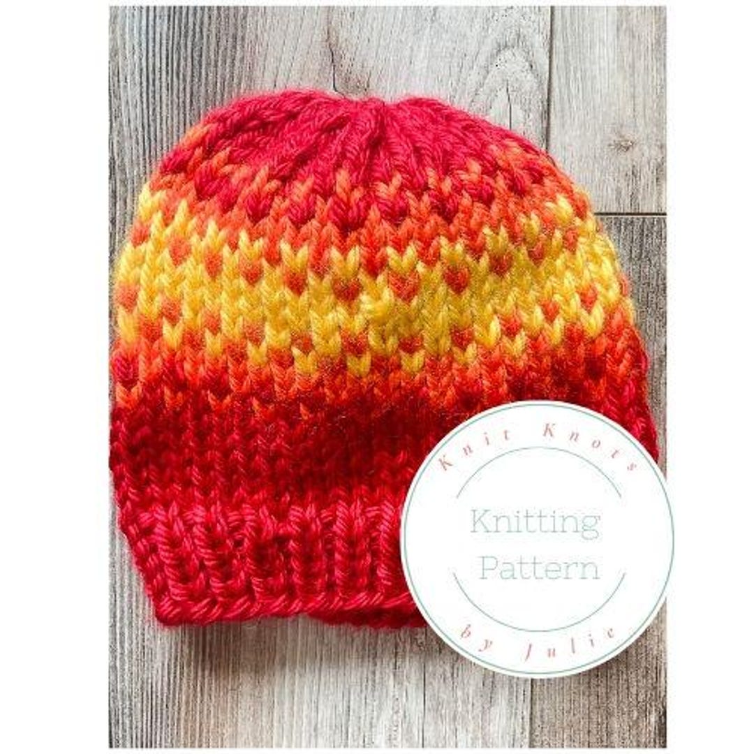 Fiery Fair Isle Hat Knitting Pattern: Super Bulky Yarn (PDF Pattern) - Etsy