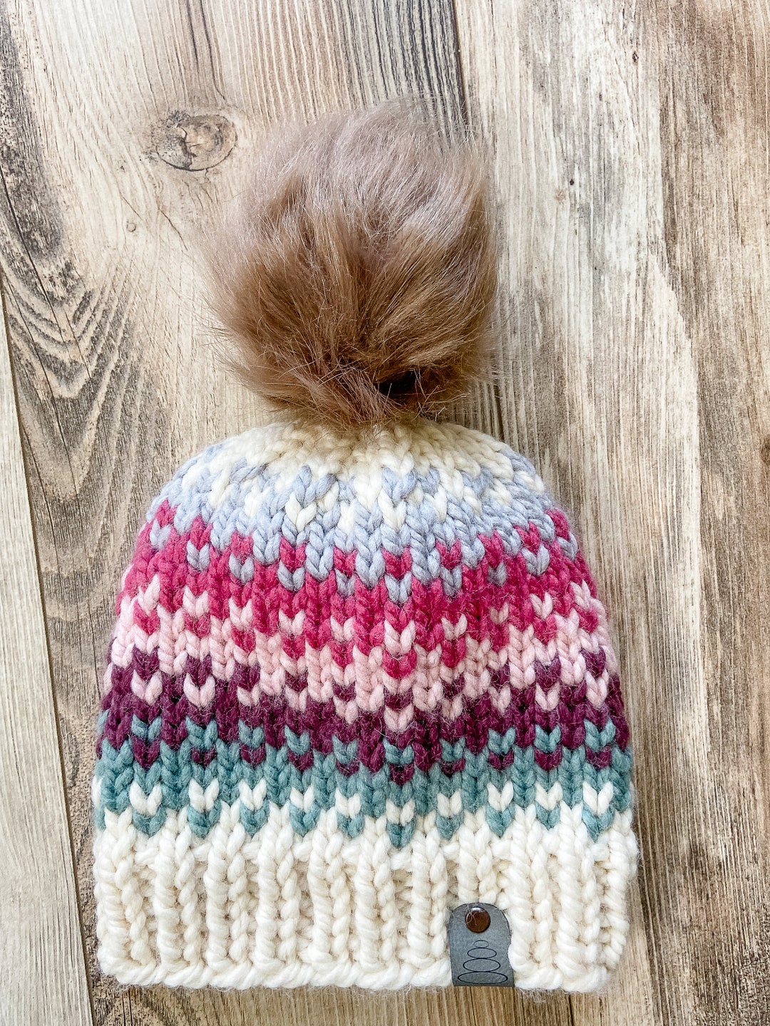 Customizable Fair Isle Knit Wool Hat With Pom-pom - Etsy