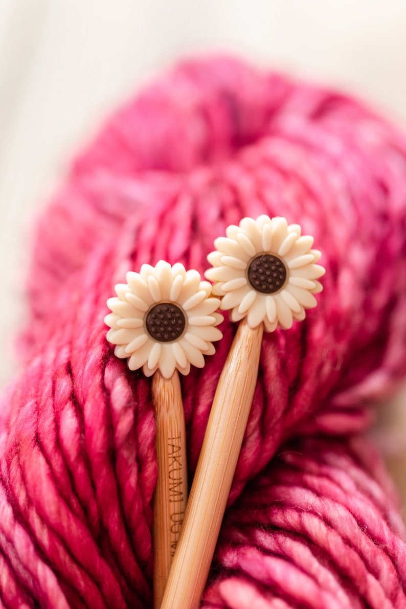Sunflower Stitch Stoppers: Knitting Needle Keepers, Set of 2 - Etsy