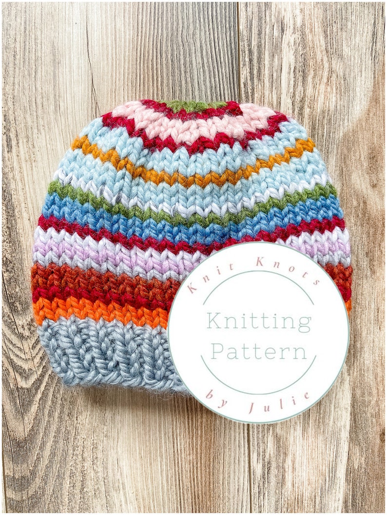 Knitting Pattern- Striped Stash Buster Hat - Super Bulky Chunky Beanie ...