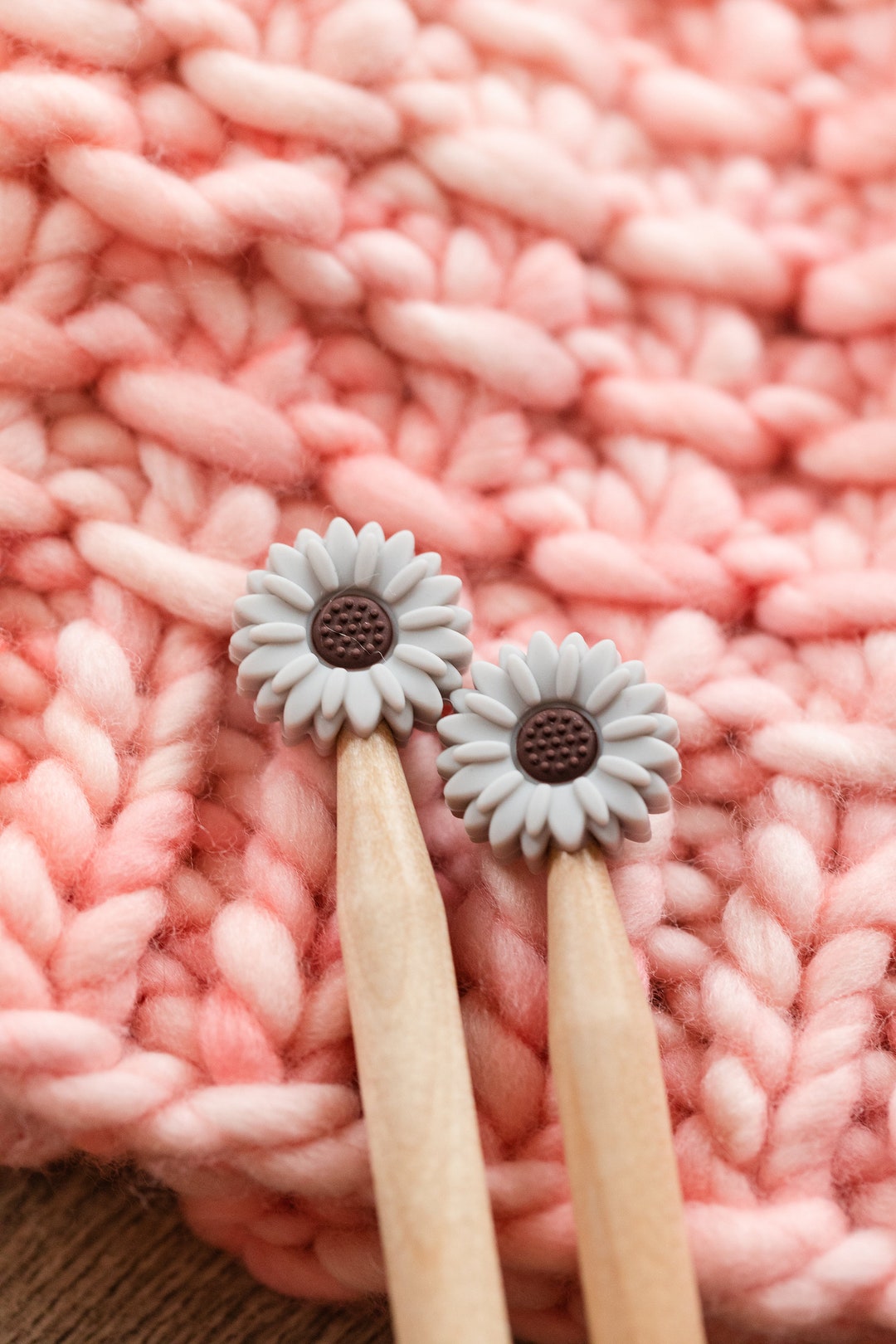 Sunflower Stitch Stopper Knitter Gift Gray Daisy Knitting Notions ...