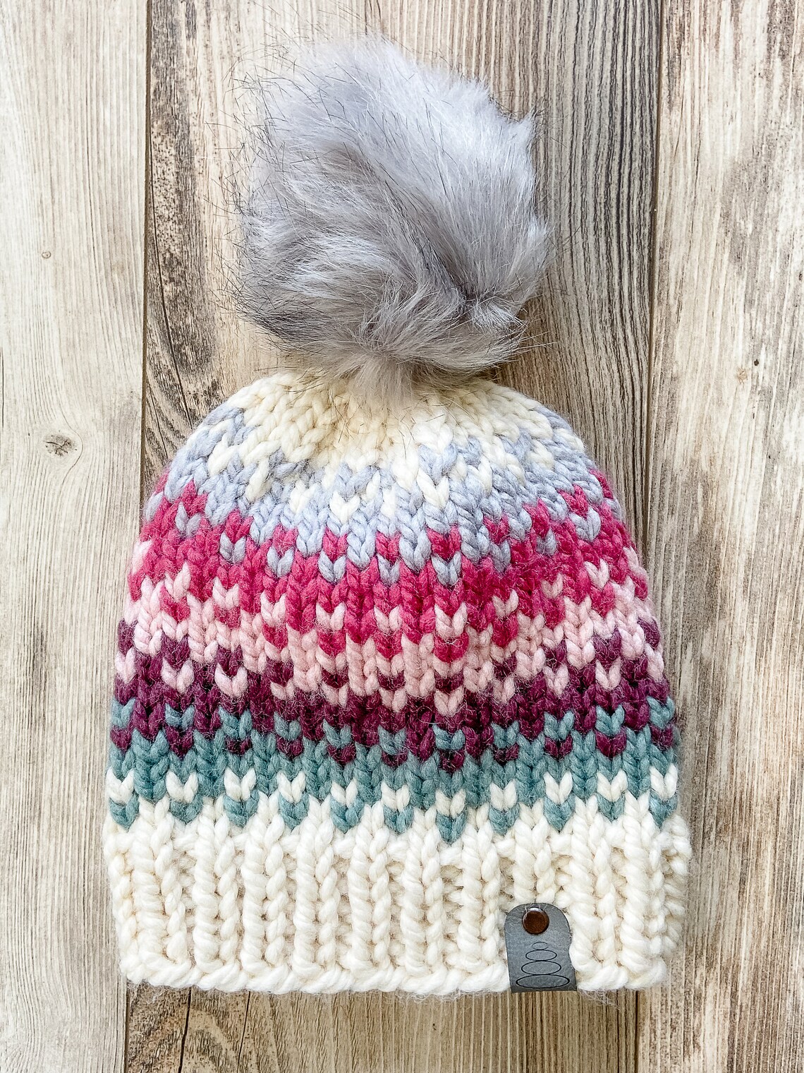 Customizable Fair Isle Knit Wool Hat With Pom-pom - Etsy