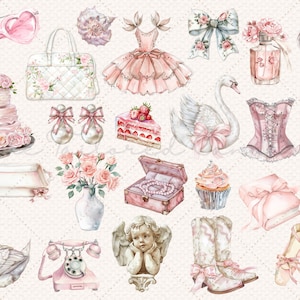 Watercolor Coquette Clipart Bundle - Pink Aesthetic Pngs for ...