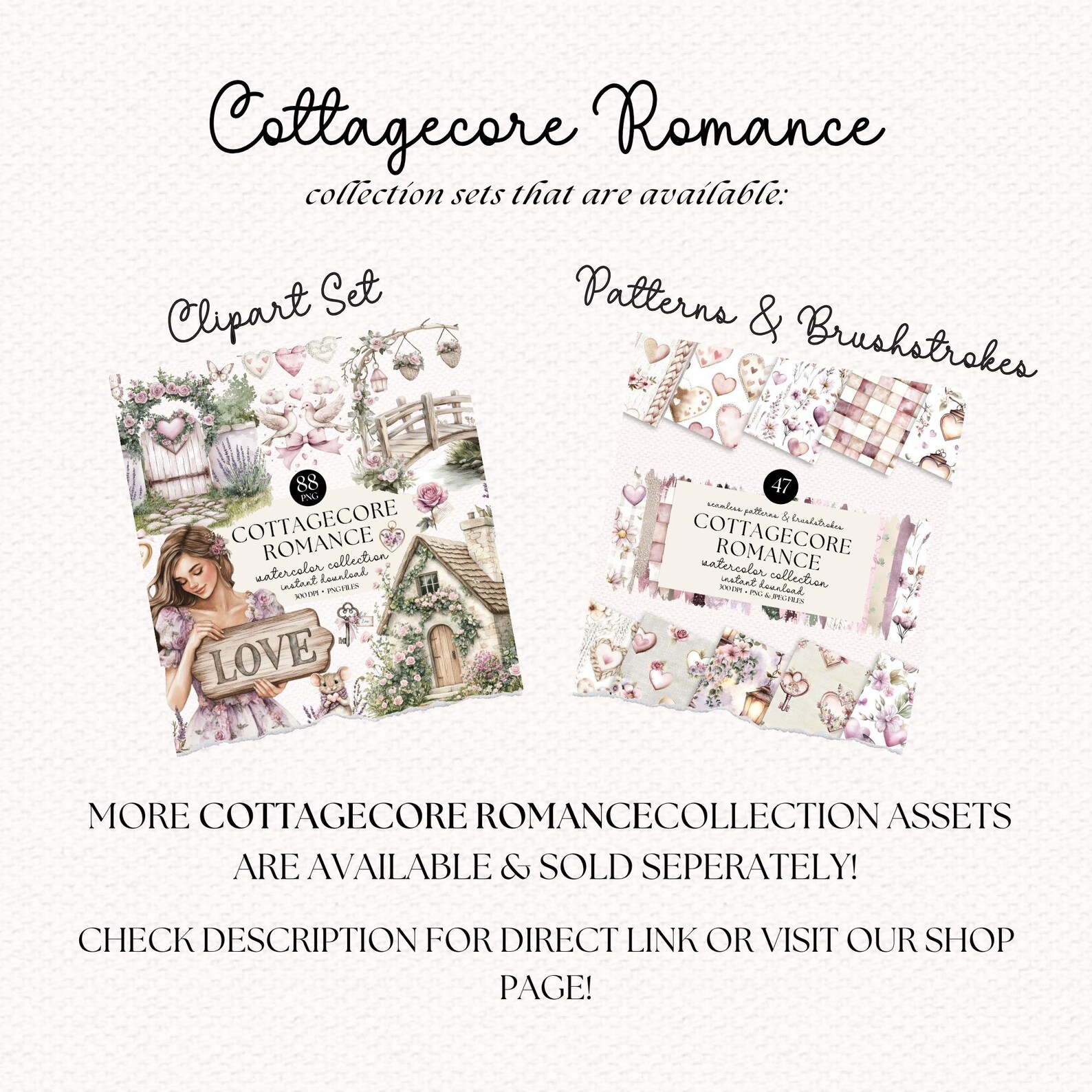 Cottagecore Romance Watercolor Clipart: Floral DIY Graphics (digital ...