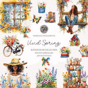 Vivid Spring Clipart Png Bundle - 50 High Quality Pngs, Spring ...