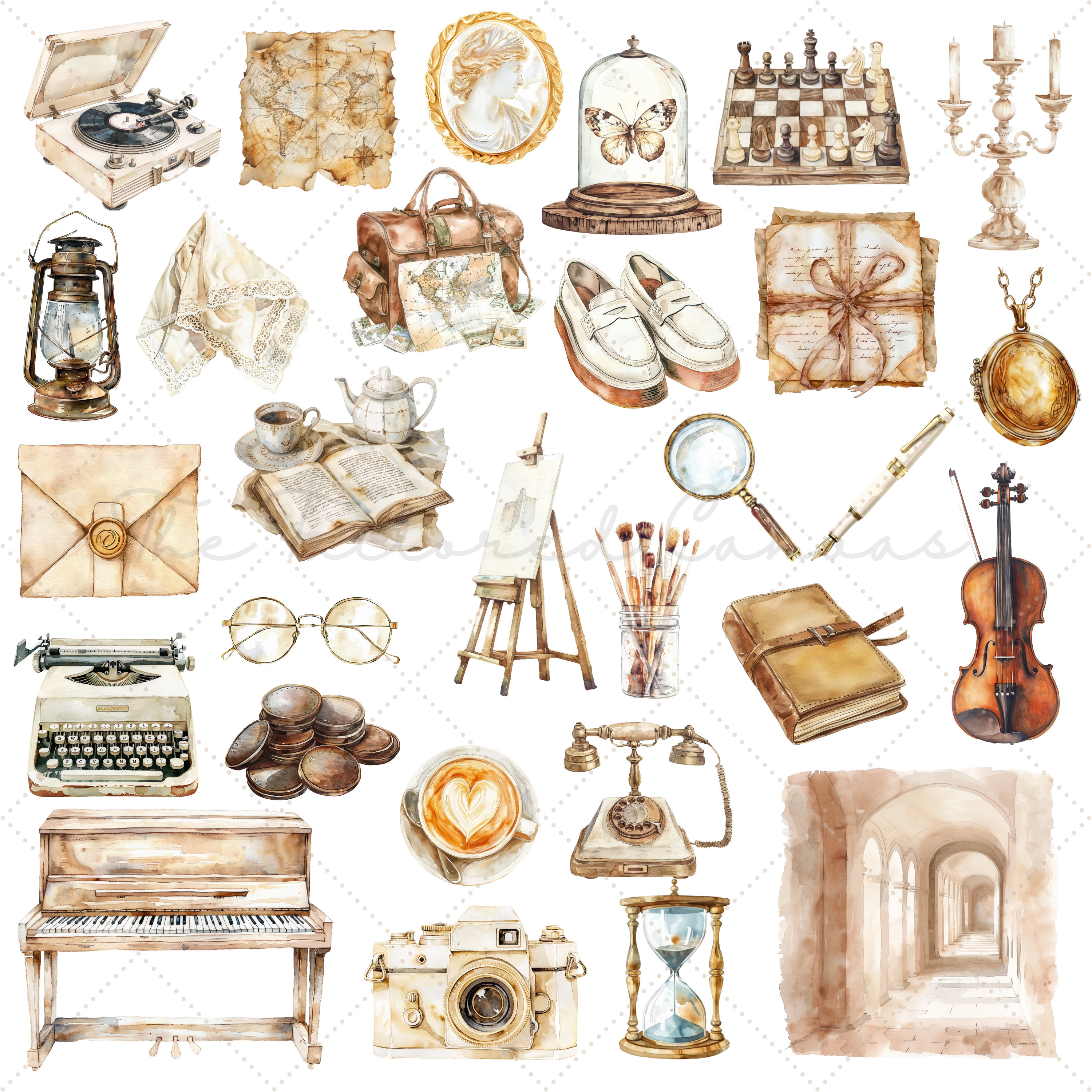 Watercolor Light Academia Clipart Bundle Bookworm Clipart, Light ...