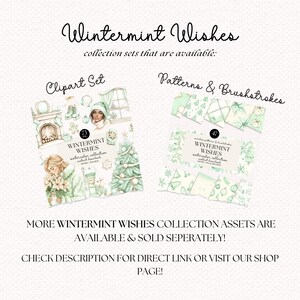 Wintermint Wishes Watercolor Seamless Patterns and Brushstrokes ...
