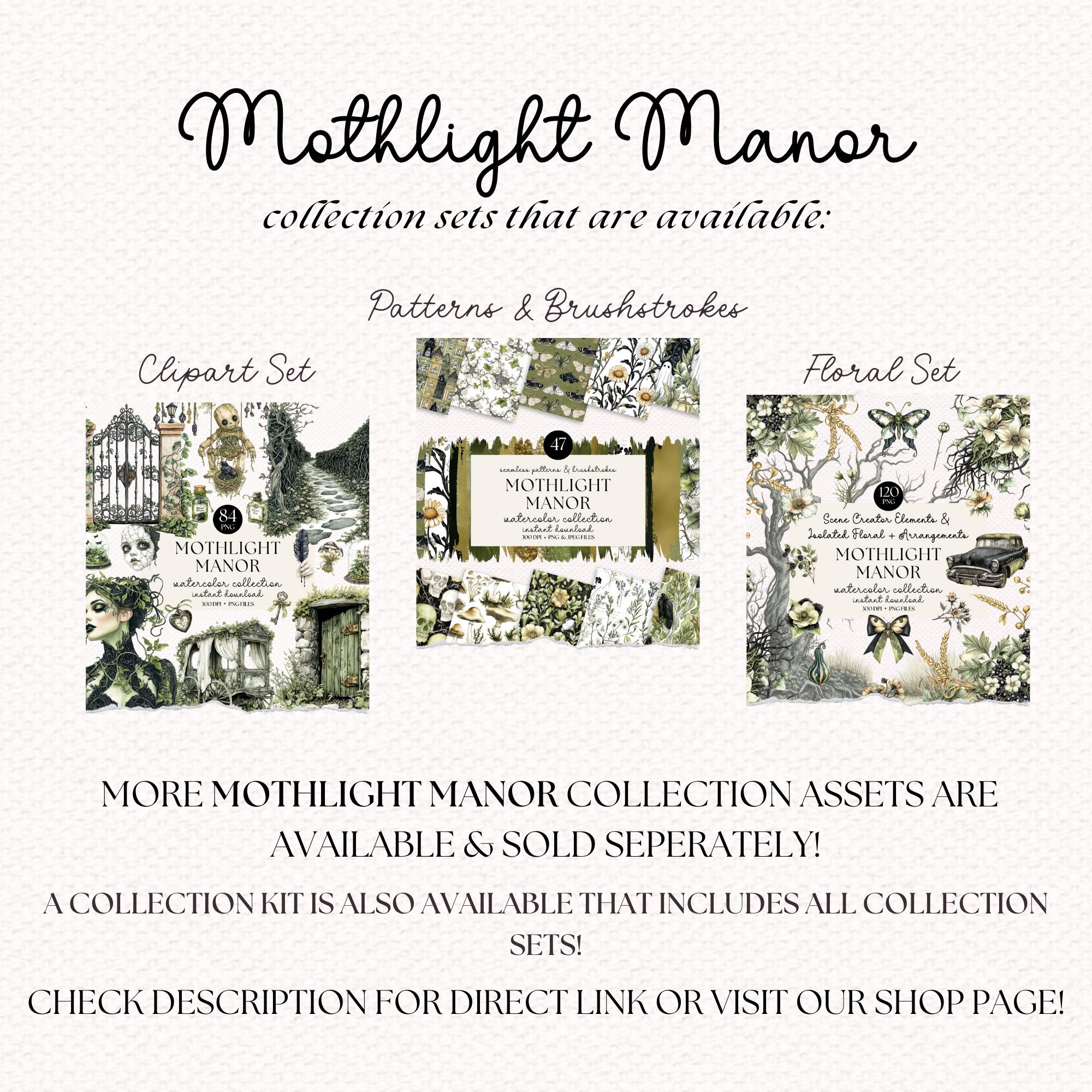 Gothic Floral Clipart | Mothlight Manor PNG Bundle | Dark Cottagecore ...