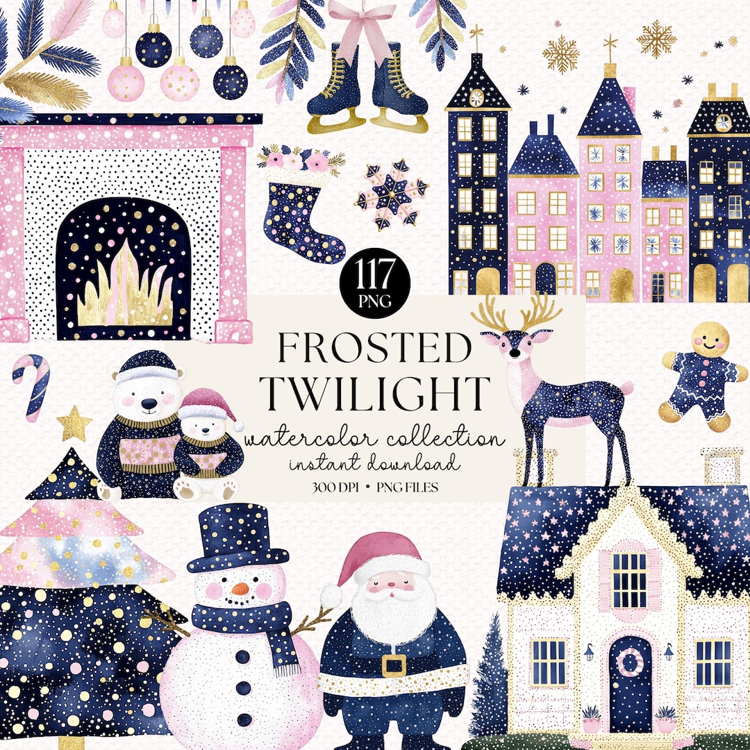 Whimsical Watercolor Christmas Clipart Bundle | Cute PNG Holiday ...