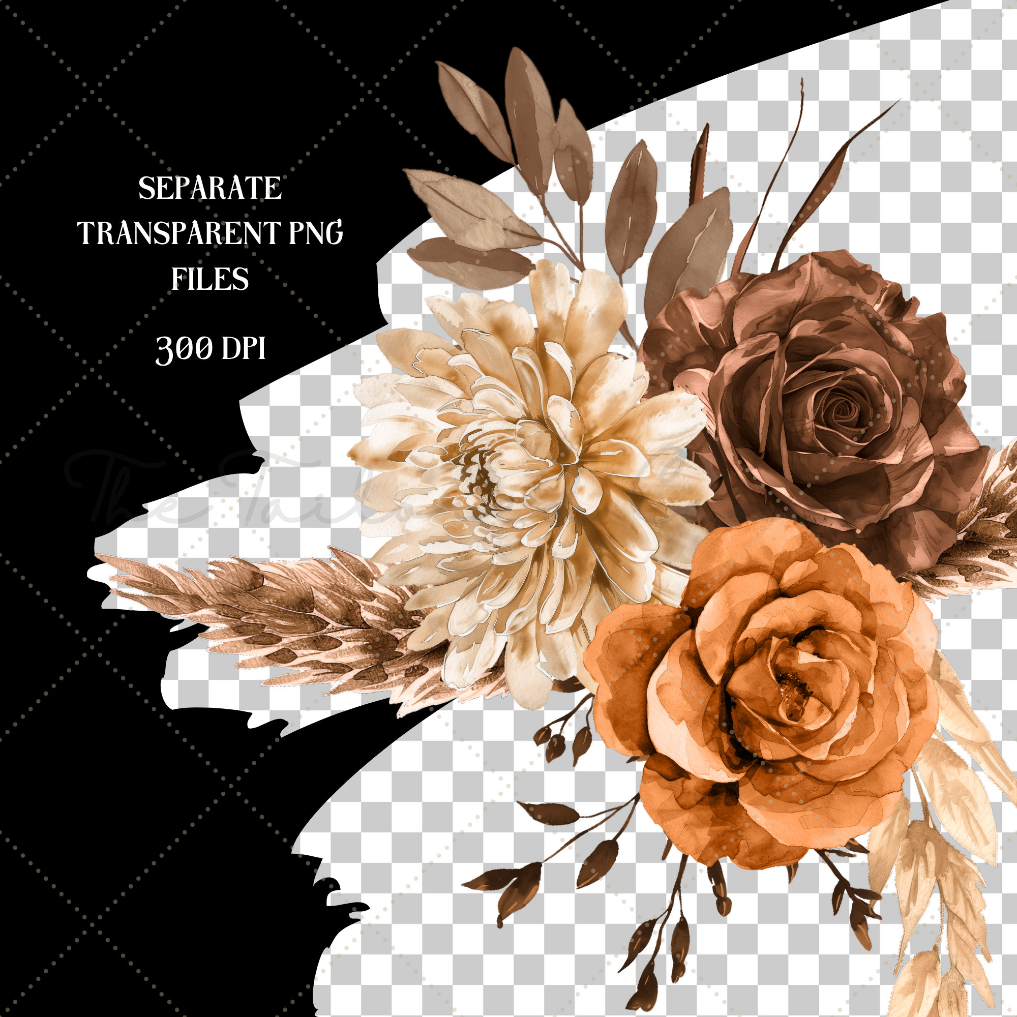 Watercolor Autumn Floral Clipart Bundle: Boho Fall Flowers (PNG Digital ...