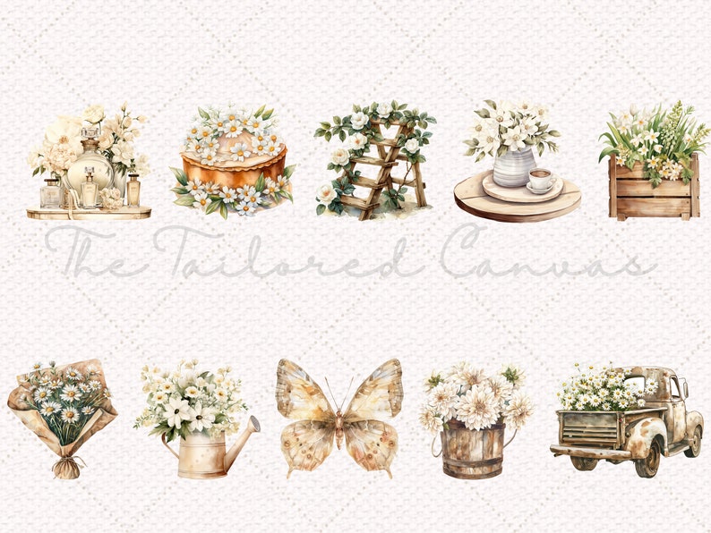 Cozy Spring Clipart Bundle: 50 Watercolor PNG Designs (digital Download ...