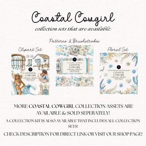 Coastal Cowgirl Watercolor PNG Clipart Bundle - Beach, Western, Mermaid ...