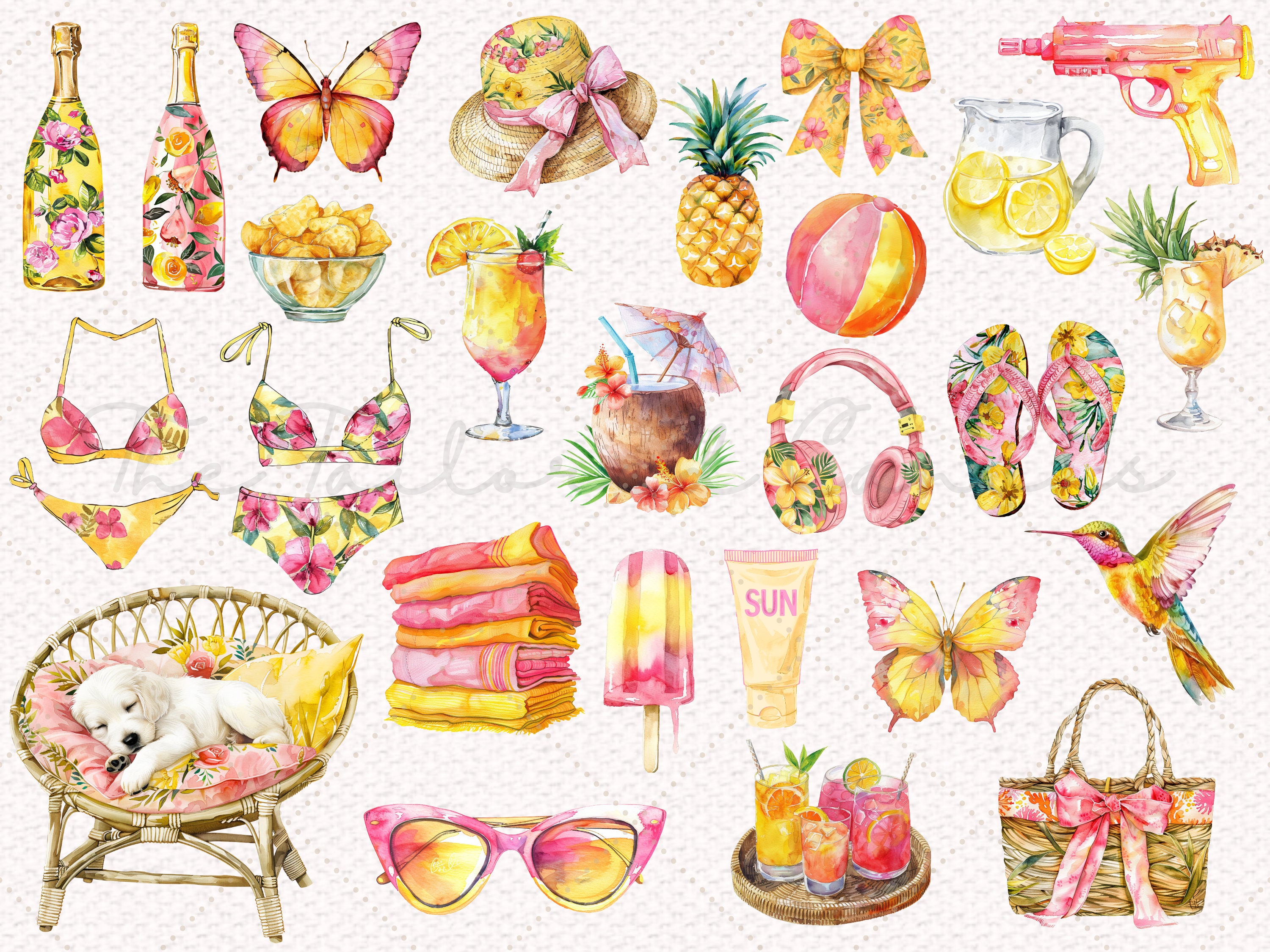 Watercolor Pool Party Clipart: Summer Graphics (digital Download) - Etsy