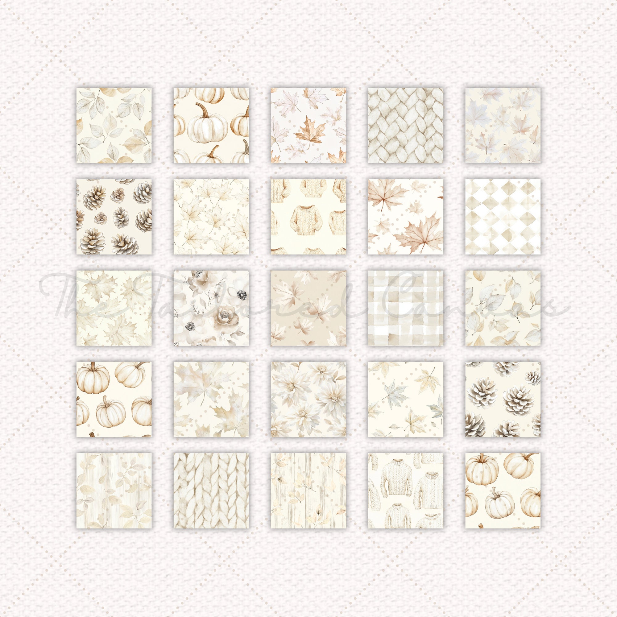 Neutral Autumn Watercolor Patterns: Brushstrokes Bundle (digital ...