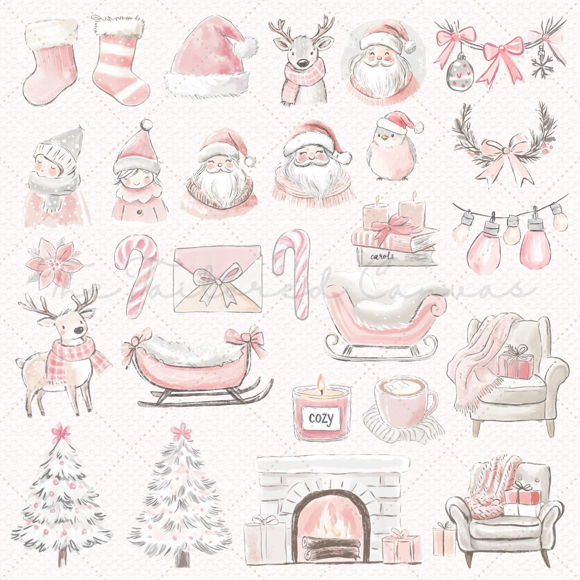 Winter Doodle Clipart Bundle: Cozy Christmas PNG Graphics (instant ...