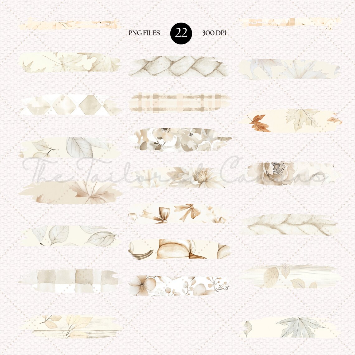 Neutral Autumn Watercolor Patterns: Brushstrokes Bundle (digital ...