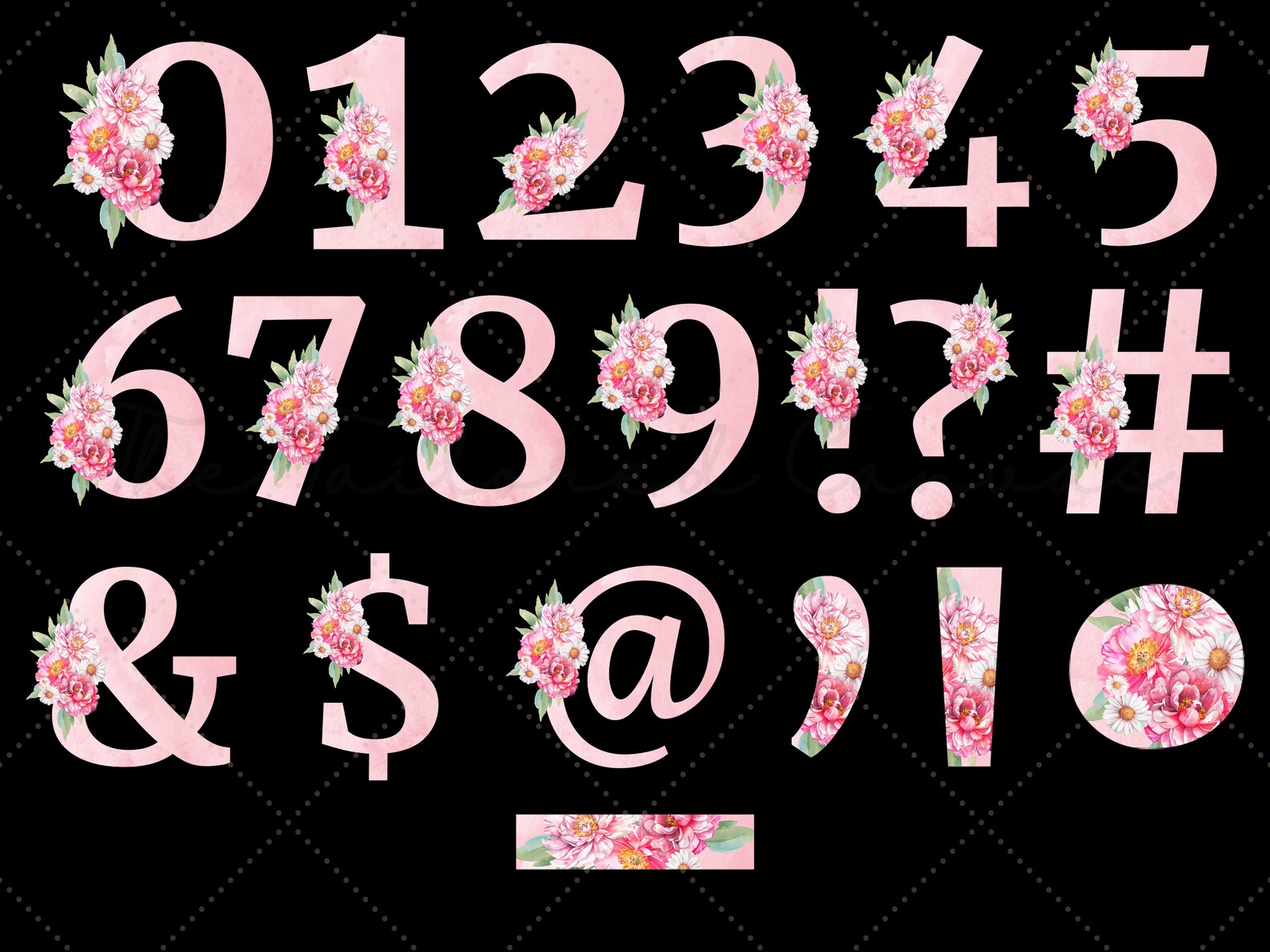 Pink Floral Alphabet PNG Set: Watercolor Spring Monogram (digital ...