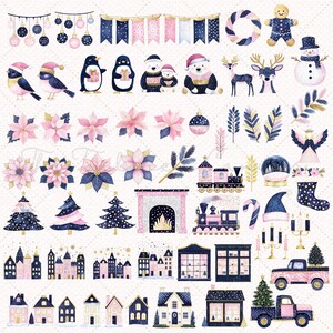 Whimsical Watercolor Christmas Clipart Bundle Cute PNG Holiday ...